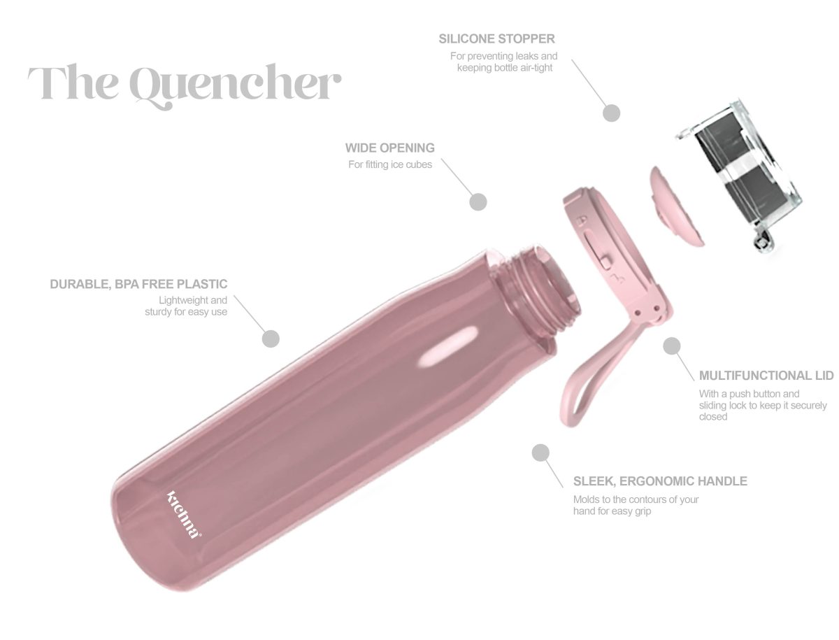 The Quencher | 700ml Reusable Water Bottle | BPA-Free | Kichna